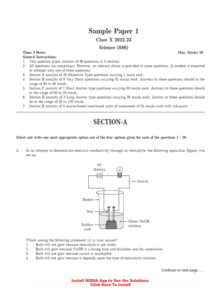 Class 10 Science MCQs - Answers | Download Free PDF | Hydroxide | Neuron