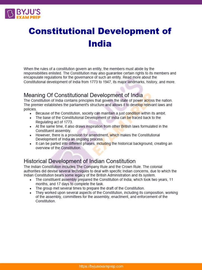 Constitutional Development of India Upsc Notes 23 | PDF | British Raj ...