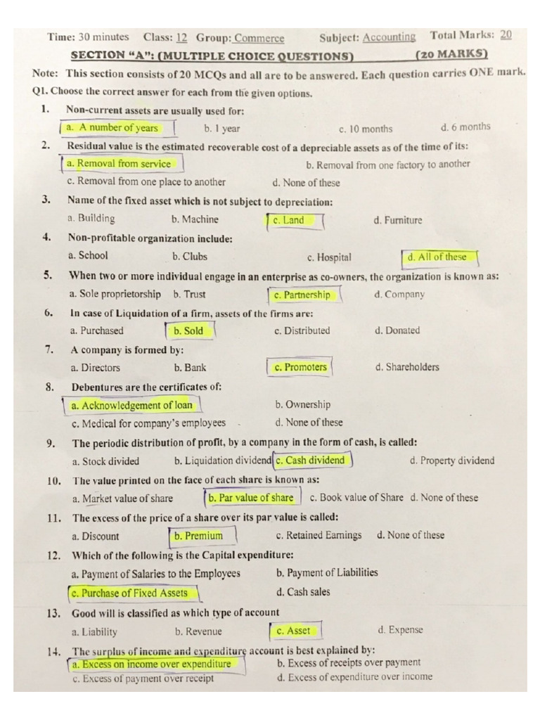 12-Acc PBE 2024 Answers | PDF
