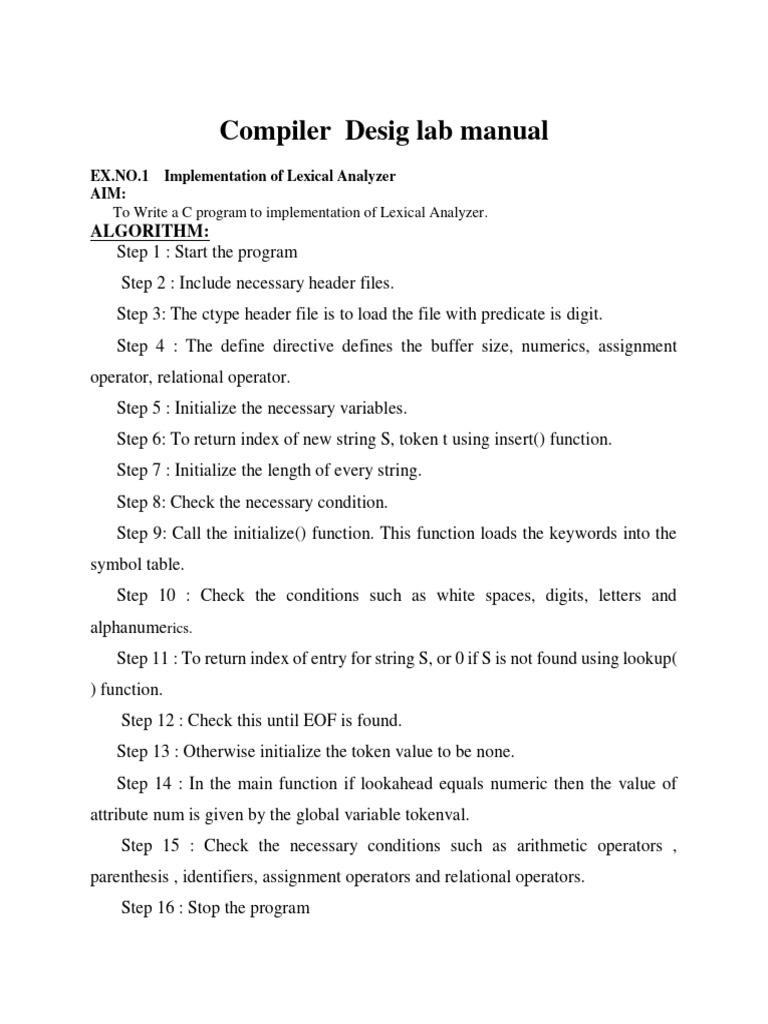 CD LAB-Experiments Updated | PDF | Parsing | Computer Program