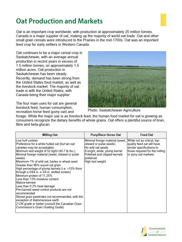 84129-Oat Production and Markets | PDF | Oat | Cereals