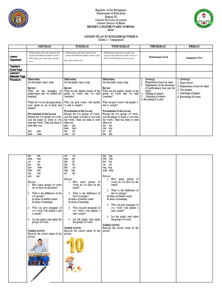 Grade 2 Lesson Plan Q4 W6 | PDF | Lesson Plan | Philippines
