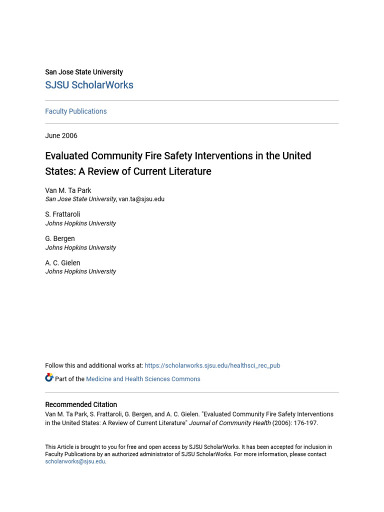 Evaluated Community Fire Safety Interventions in The United State | PDF ...