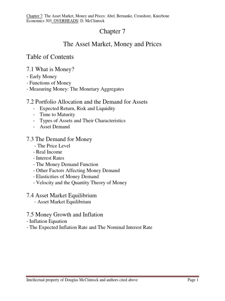 Chapter 7. Asset Market. Overheads. F2016 | PDF | Demand For Money ...