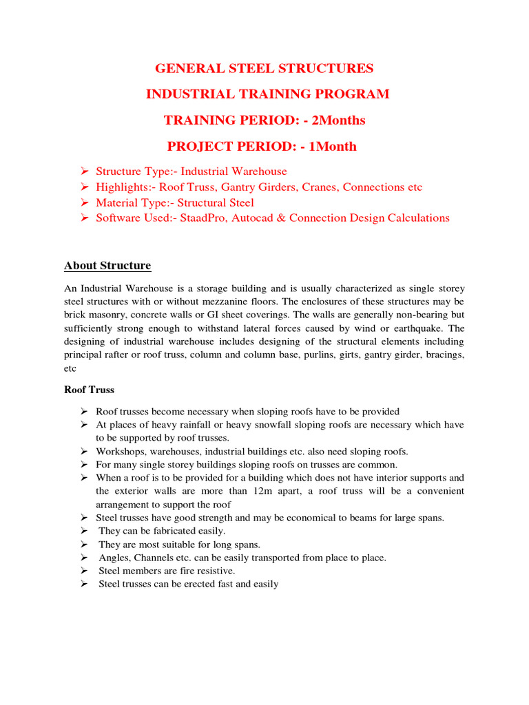 General Steel Structures Training Program - Contents | PDF | Crane (Machine) | Structural ...