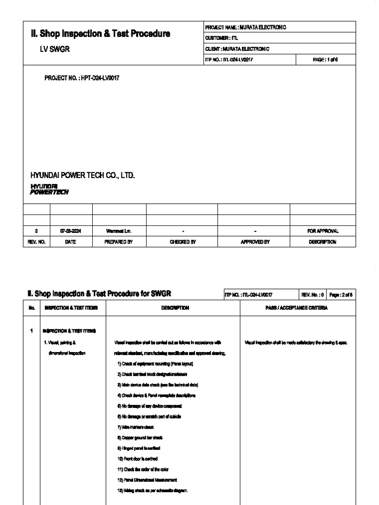 II. Shop Inspection - Test Procedure | PDF