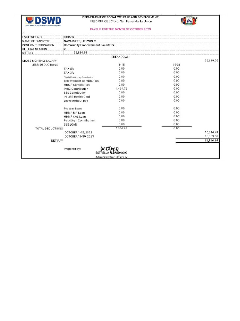 Payslip October | PDF