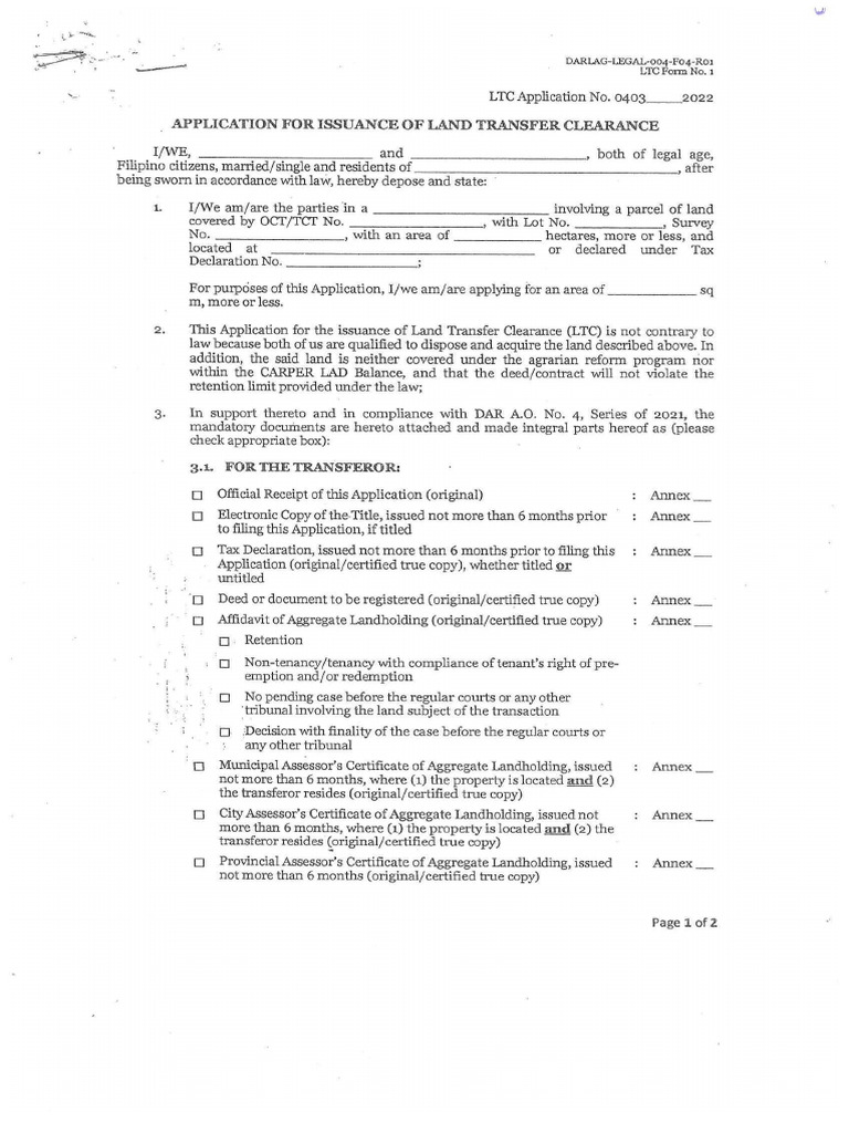 LTC Application | PDF