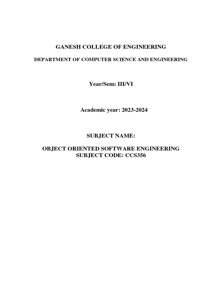 Ganesh College of Engineering | PDF | Software | Unified Modeling Language