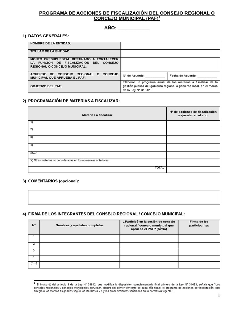 Formato de Programa de Acciones de Fiscalizacion Paf | PDF | Gobierno