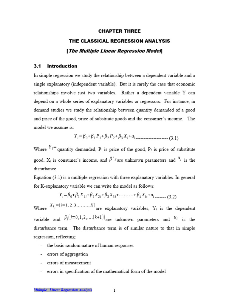 Chapter Three Metrics (I) | PDF | Linear Regression | Ordinary Least Squares