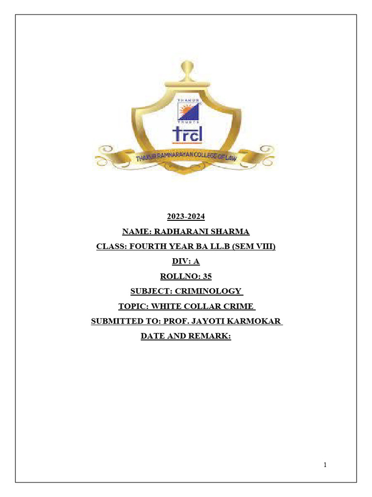 Criminolgy Project | Download Free PDF | Crimes | Crime & Violence