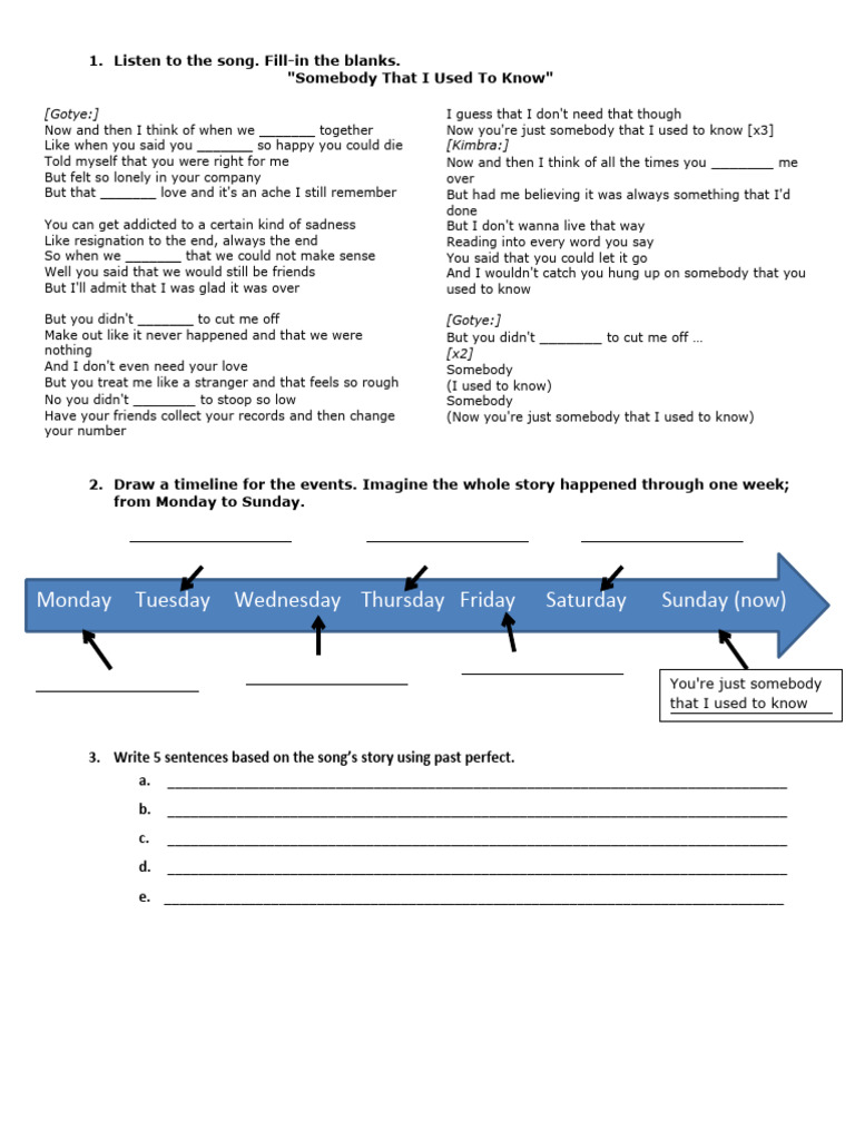 PAST PERFECT Somebody I Used To Know | PDF