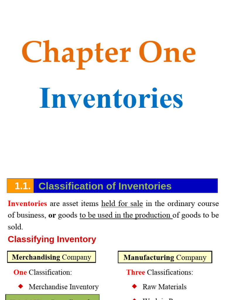 Inventory Classifications and Costing Methods | PDF | Inventory | Cost Of Goods Sold
