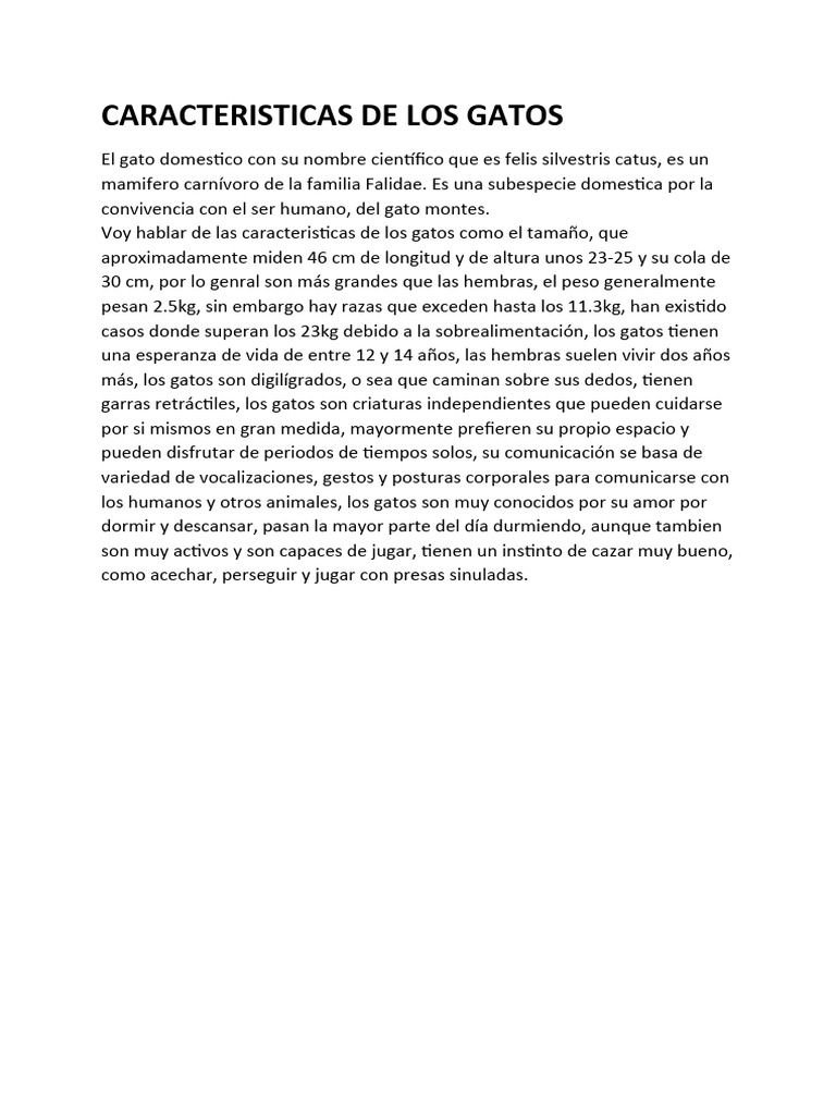 Caracteristicas de Los Gatos | PDF