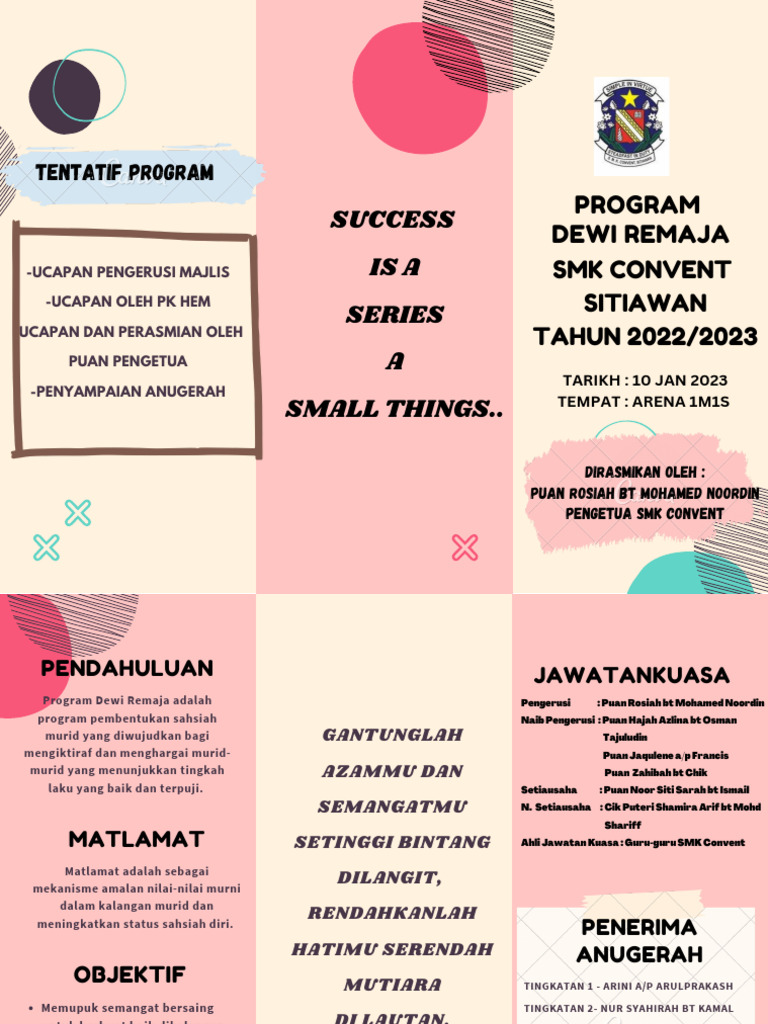 Program Dewi Remaja SMK Convent 2023 | PDF