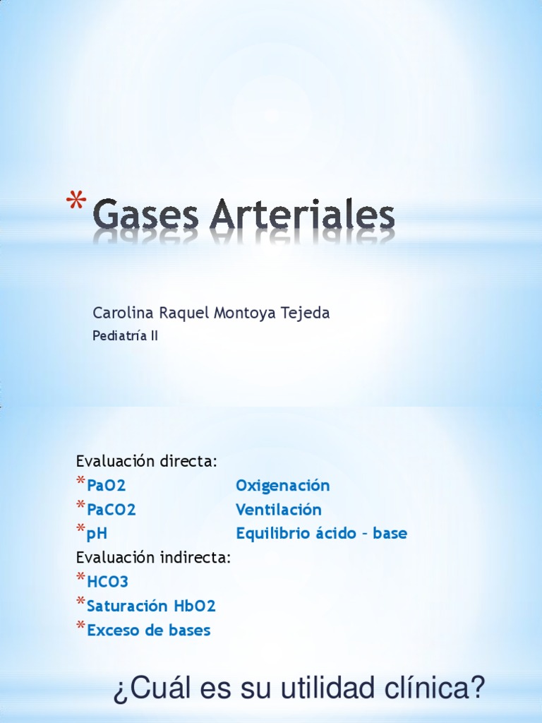 Gases Arteriales | PDF | Especialidades Medicas | Fisiología