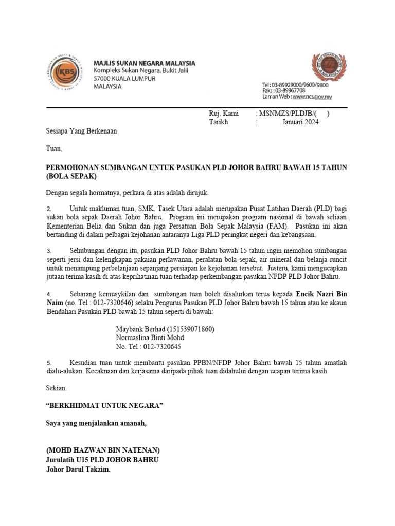 SURAT SPONSOR PLD JB | PDF