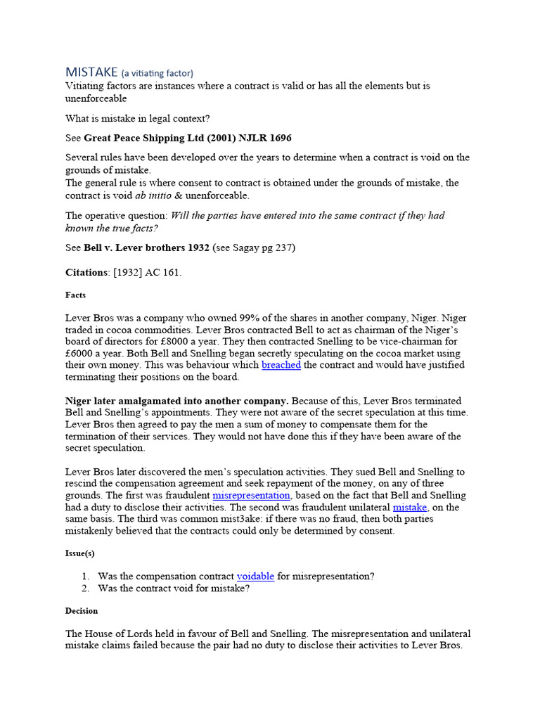 Mistake 1 | PDF | Legal Concepts | Common Law