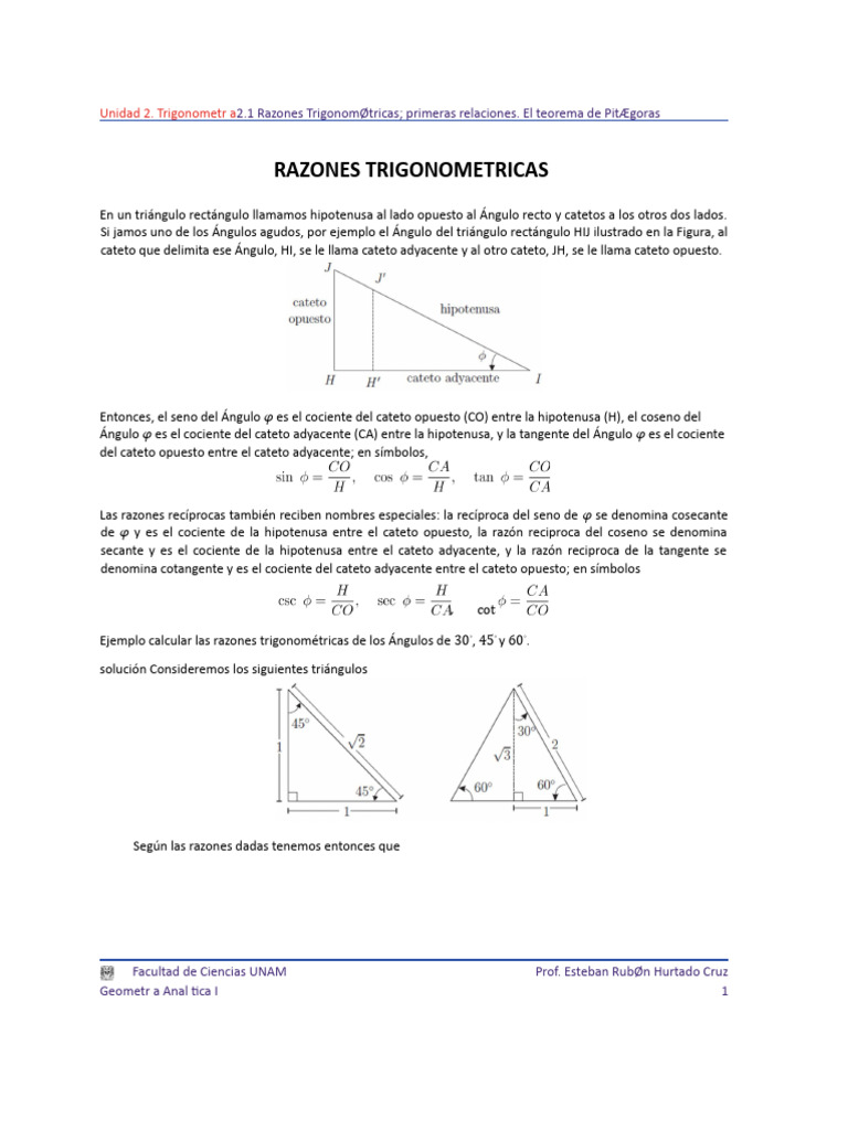 razones Trigonométricas | PDF | Funciones trigonométricas | Trigonometría