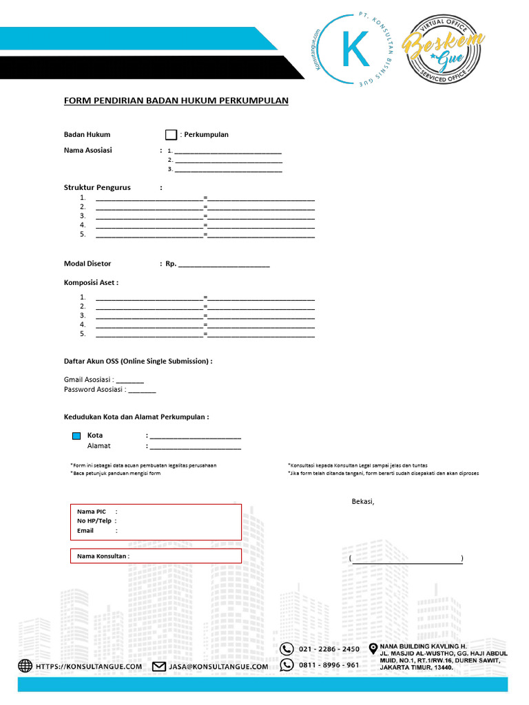 Form Pendirian Perkumpulan | PDF