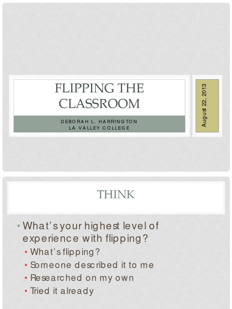 Flipping The Classroom Presentation | PDF | Teachers | Learning