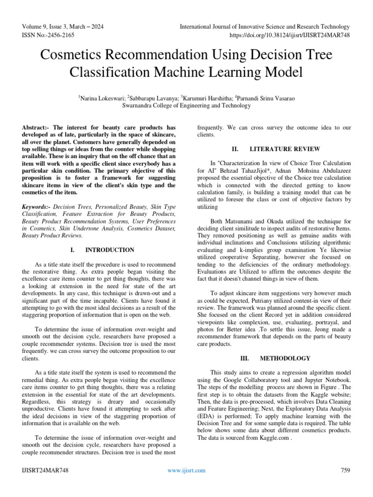 Cosmetics Recommendation Using Decision Tree Classification Machine ... Cosmetics Recommendation Using Decision Tree Classification Machine ...