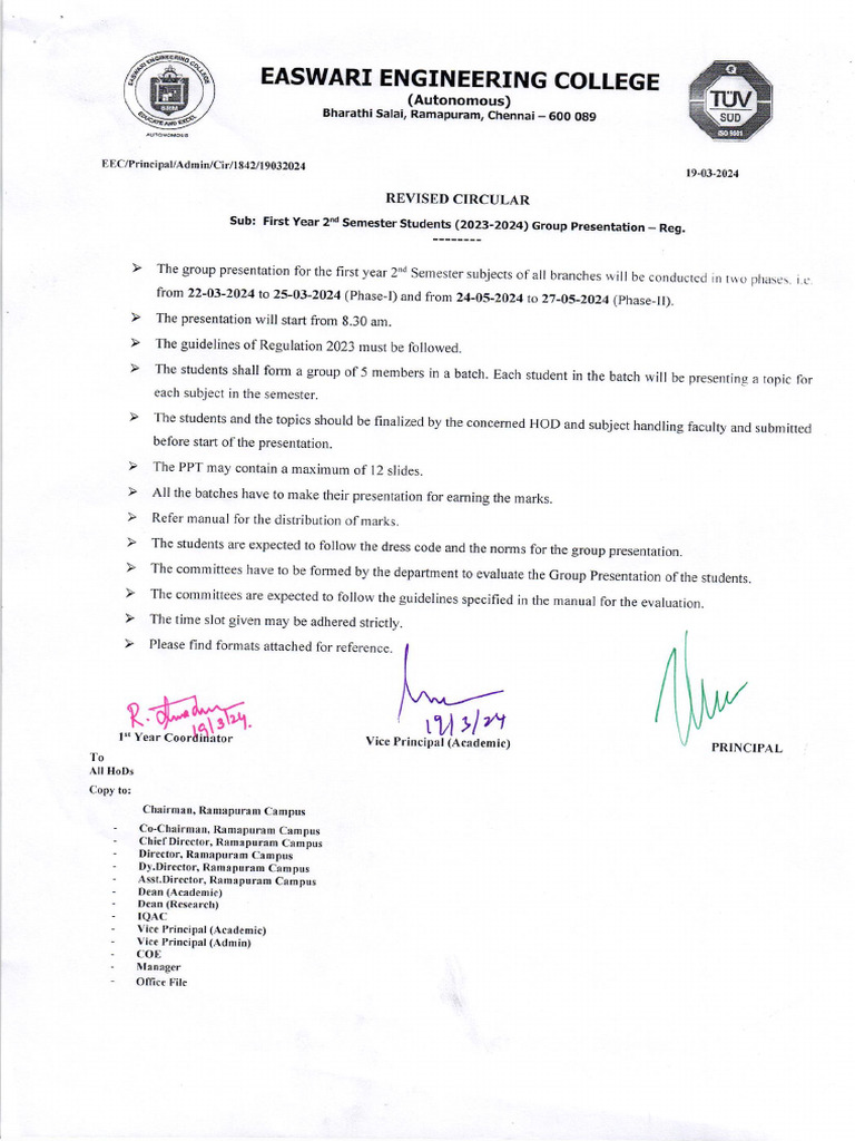 Revised Circular - Group Presentation - 2d Sem (2023 - 2024) | PDF ...