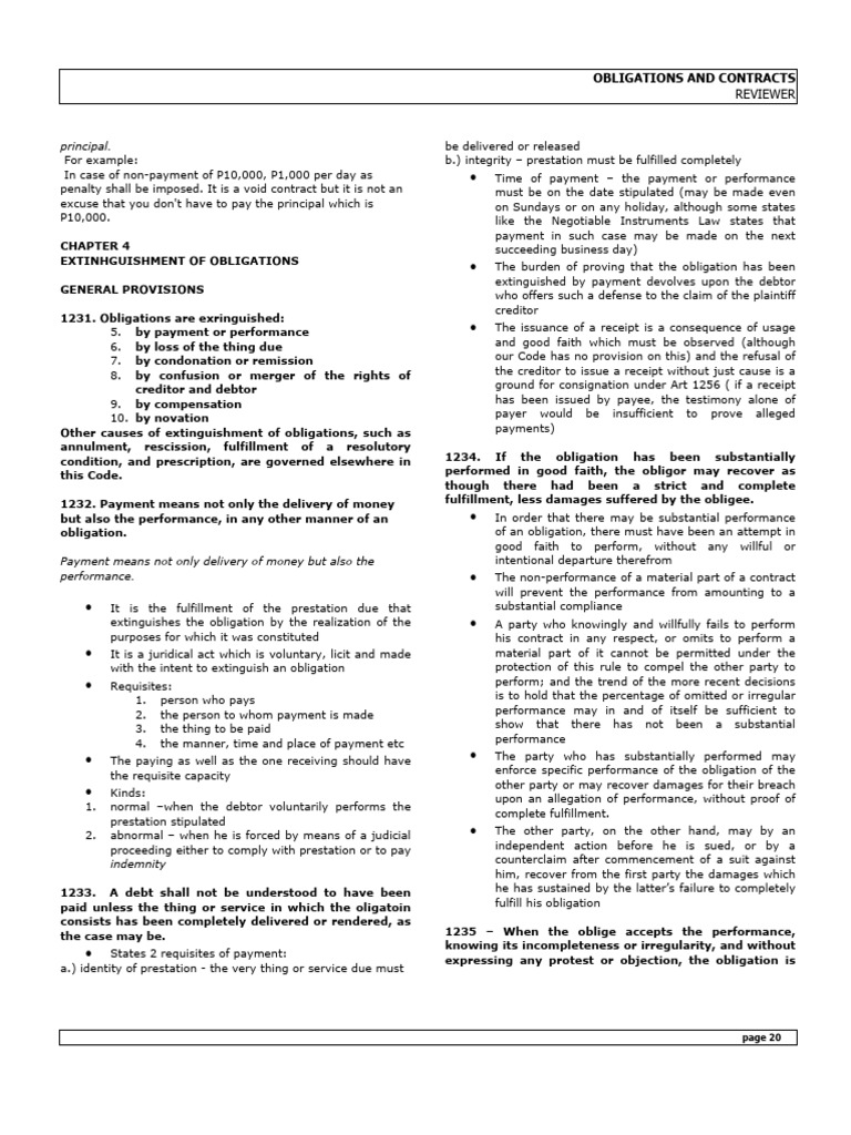 ObliCon Reviewer | PDF | Payments | Breach Of Contract