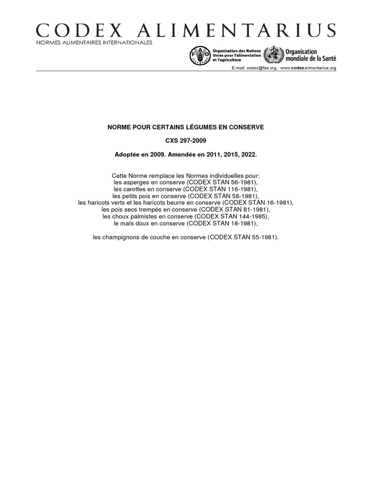 CXS 297f | PDF | Légumes | Information nutritionnelle