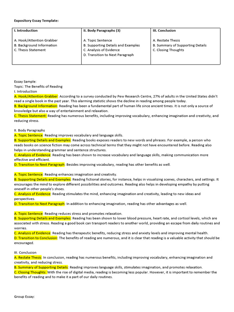 UEC SENIOR Expository Essay Template | PDF | Essays | Relaxation ...