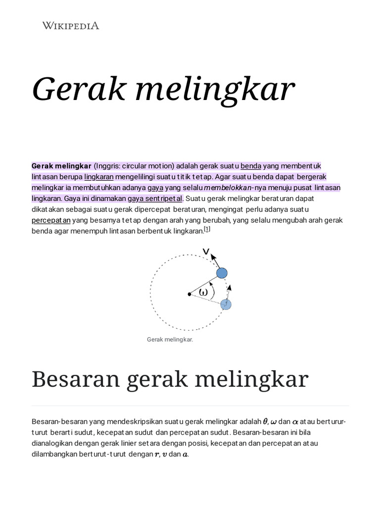 Pengertian dan Ciri Gerak Melingkar | PDF
