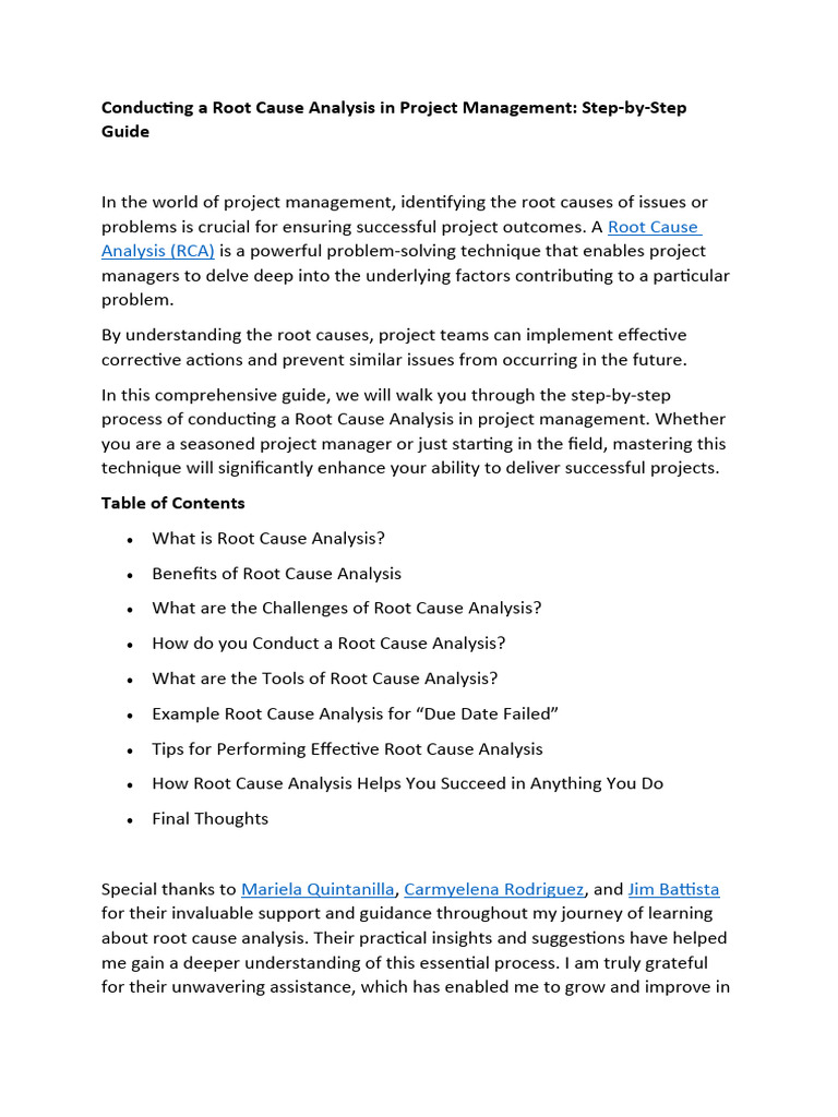 My Notes On Conducting A Root Cause Analysis in Project Management ...