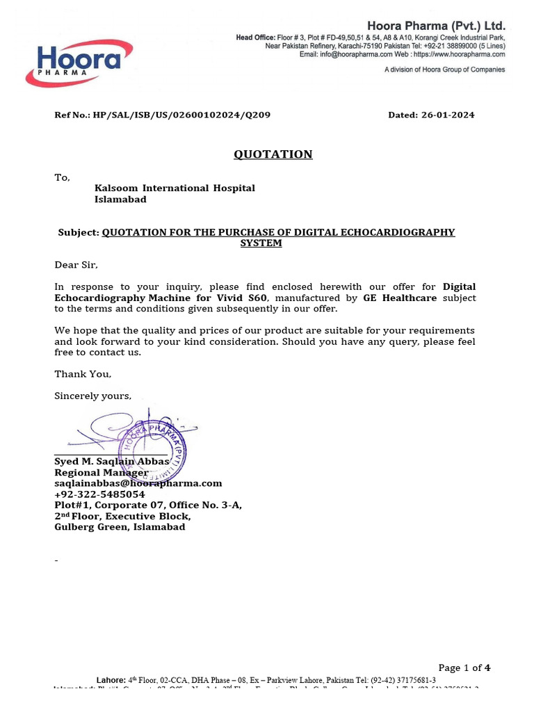 QUOTATION Vivid S60N Kalsum Hospital III | PDF | Image Scanner ...