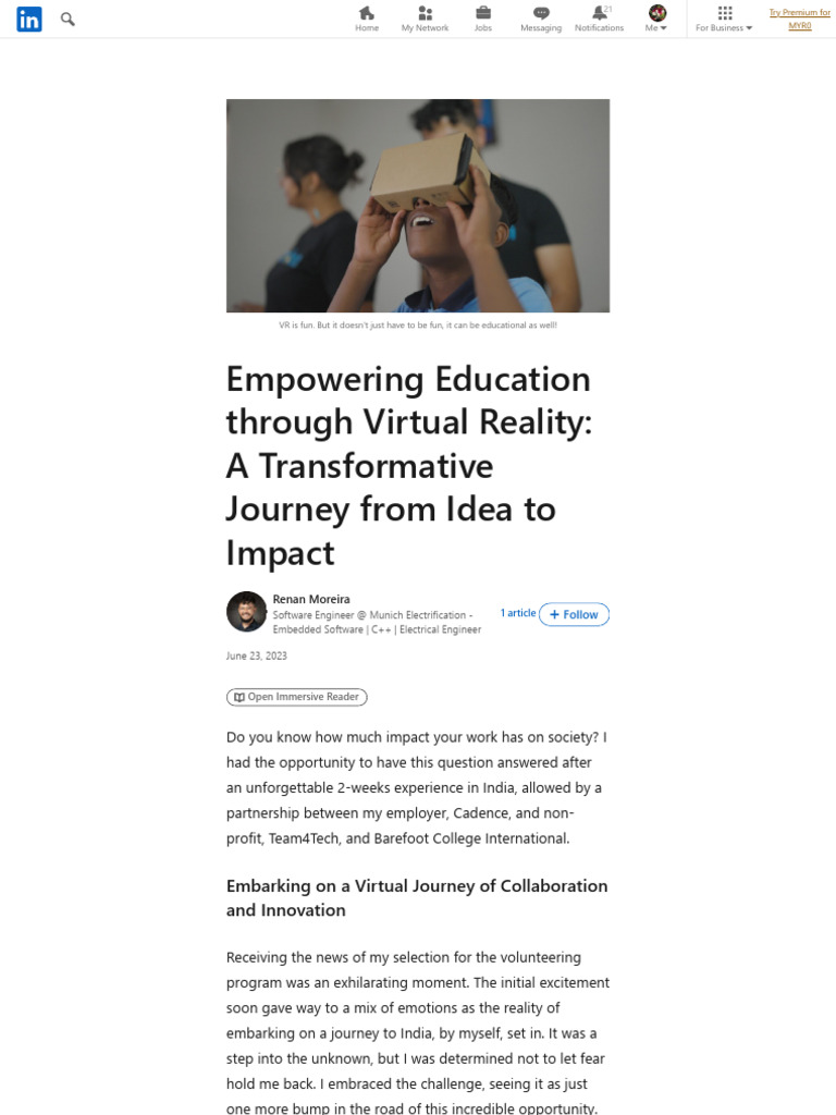 Empowering Education Through Virtual Reality - A Transformative Journey From Idea To Impact ...