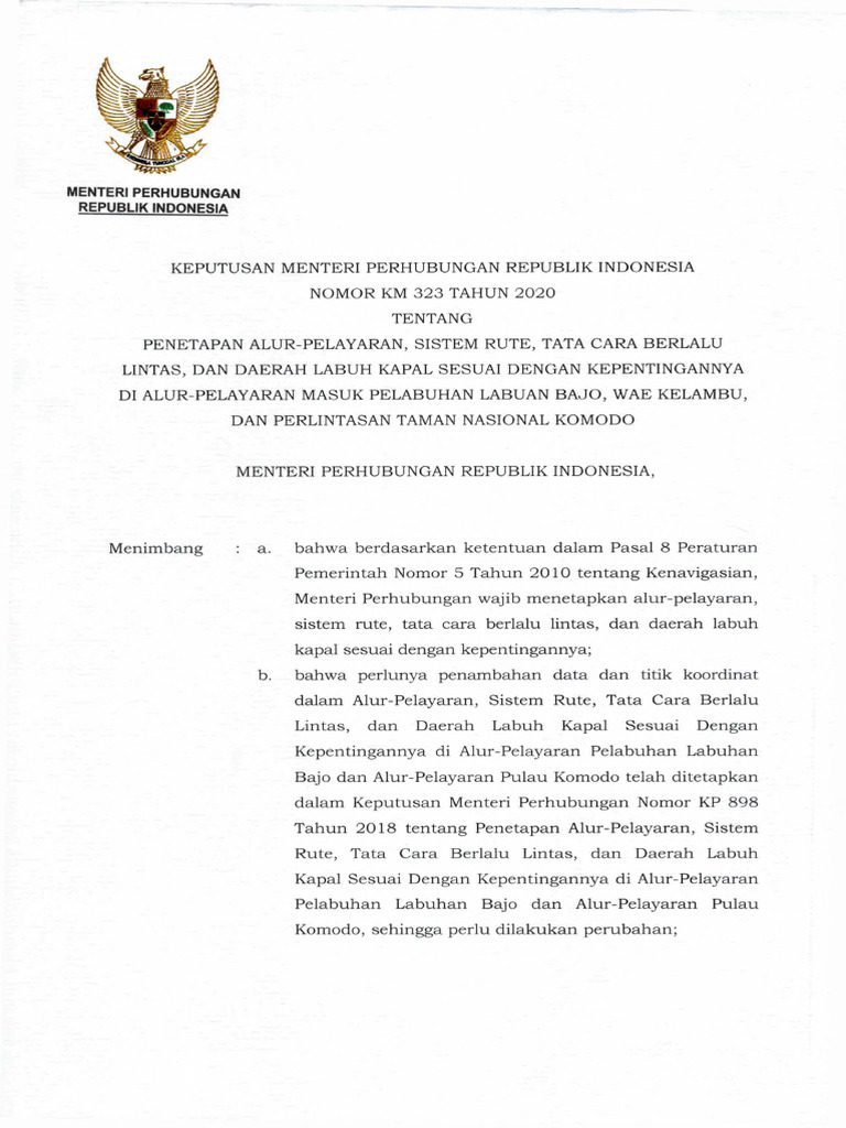 Alur Pelayaran Labuan Bajo 2020 | PDF