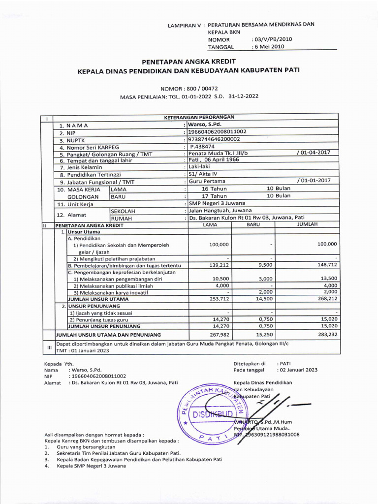SMPN 3 Juwana - Warso | PDF