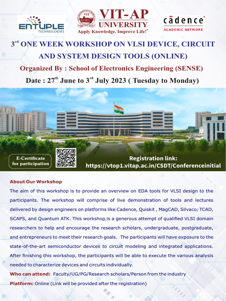 3rd ONE WEEK WORKSHOP ON VLSI DEVICE, CIRCUIT AND SYSTEM DESIGN TOOLS (ONLINE) | PDF | Computer ...