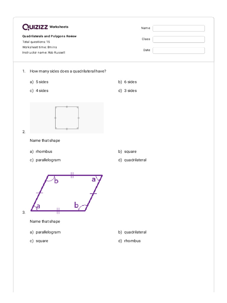 Quizizz - Quadrilaterals and Polygons Review | PDF | Shape | Polygon