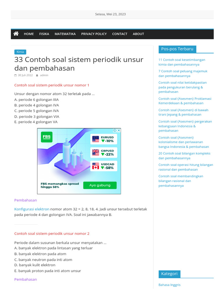 Soal & Pembahasan Sistem Periodik | PDF