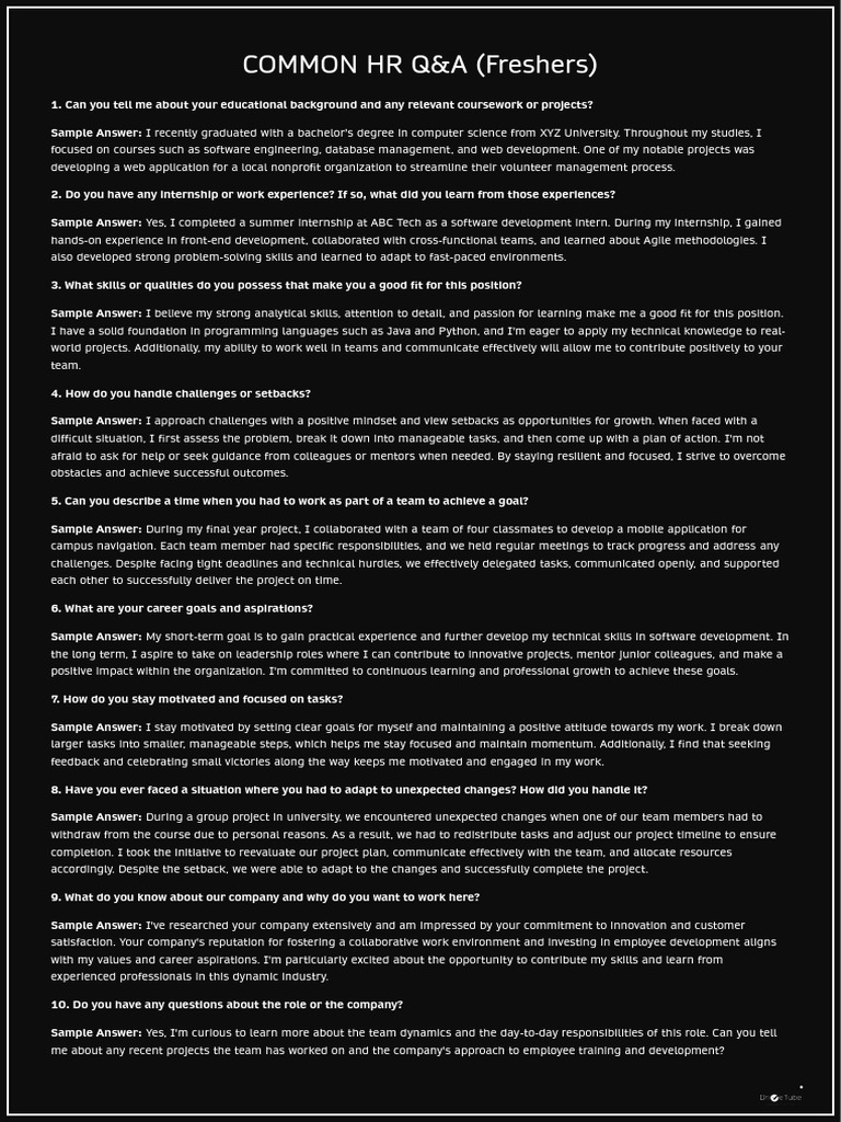 Common HR Q&a | PDF | Goal | Mentorship