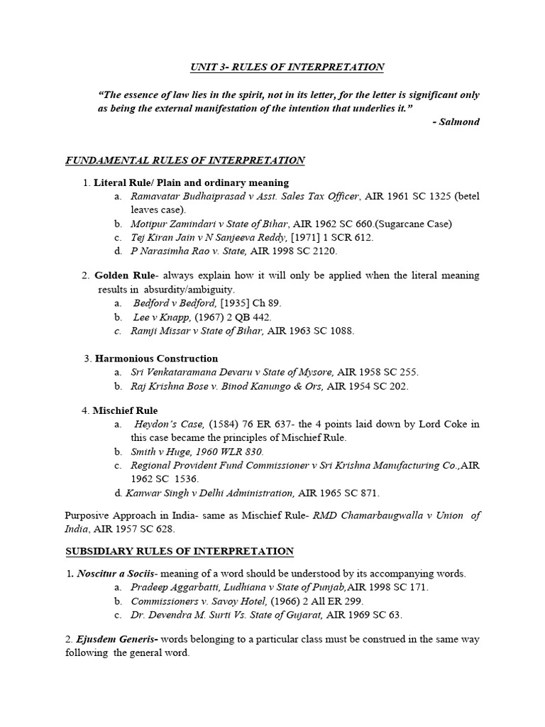 Rules of Interpretation - Summary | PDF | Forms Of Government ...