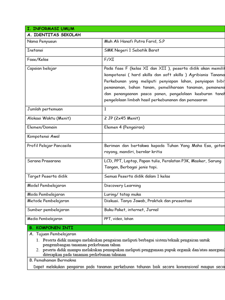 Modul Ajar Konsentrasi Pemupukan Ali Hanafi. | PDF | Karier & Perkembangan | Kesehatan Holistik