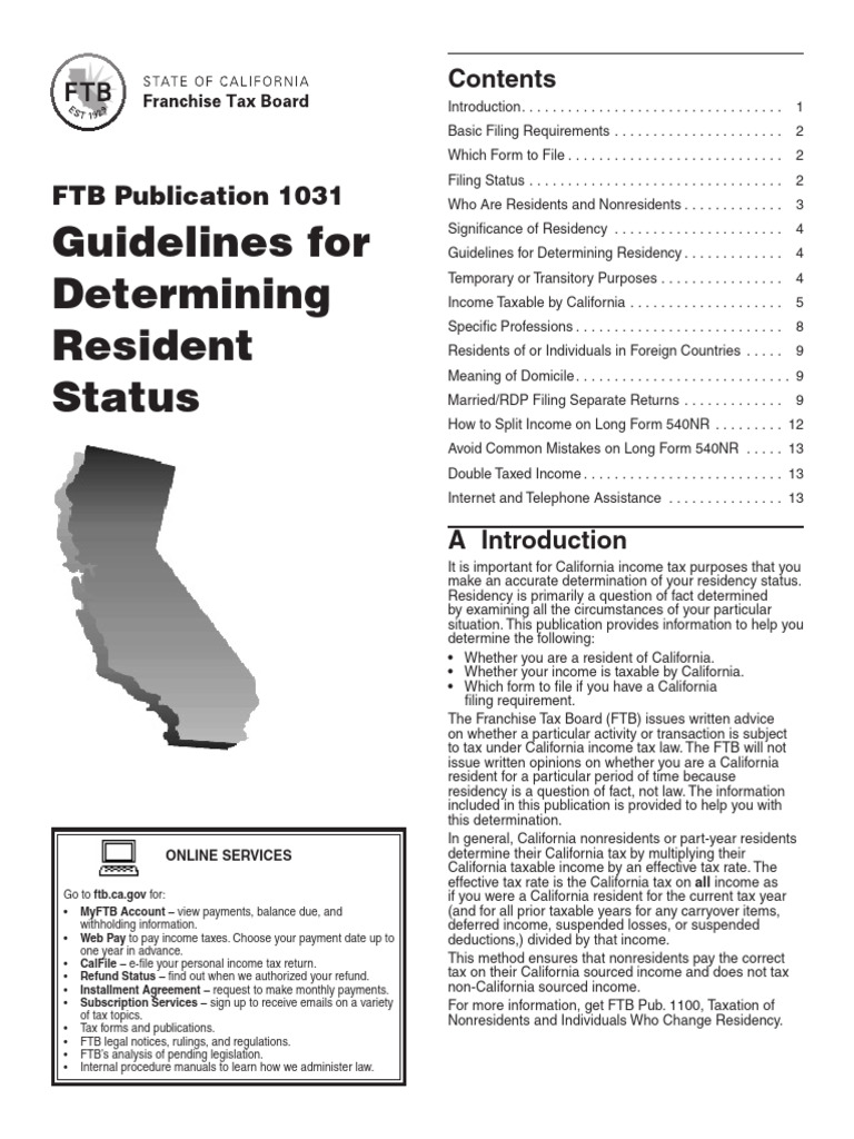 FTB Publication 1031: Residency Guidelines | PDF | Gross Income | S ...