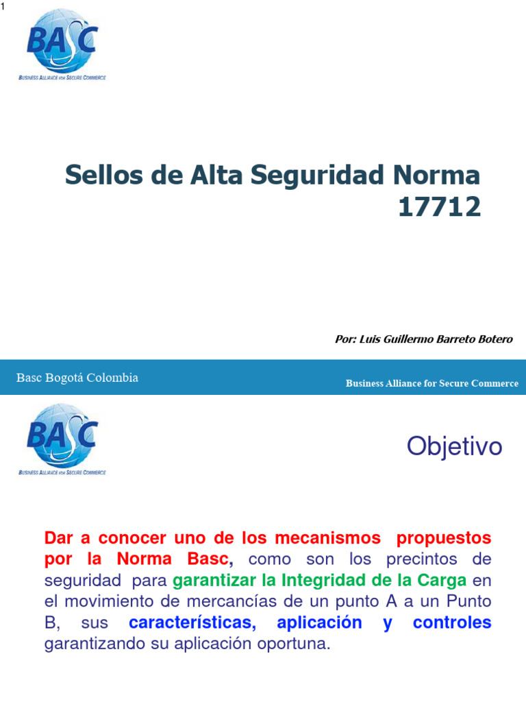 Sellos de Seguridad según ISO 17712 | PDF | Bogotá | Colombia