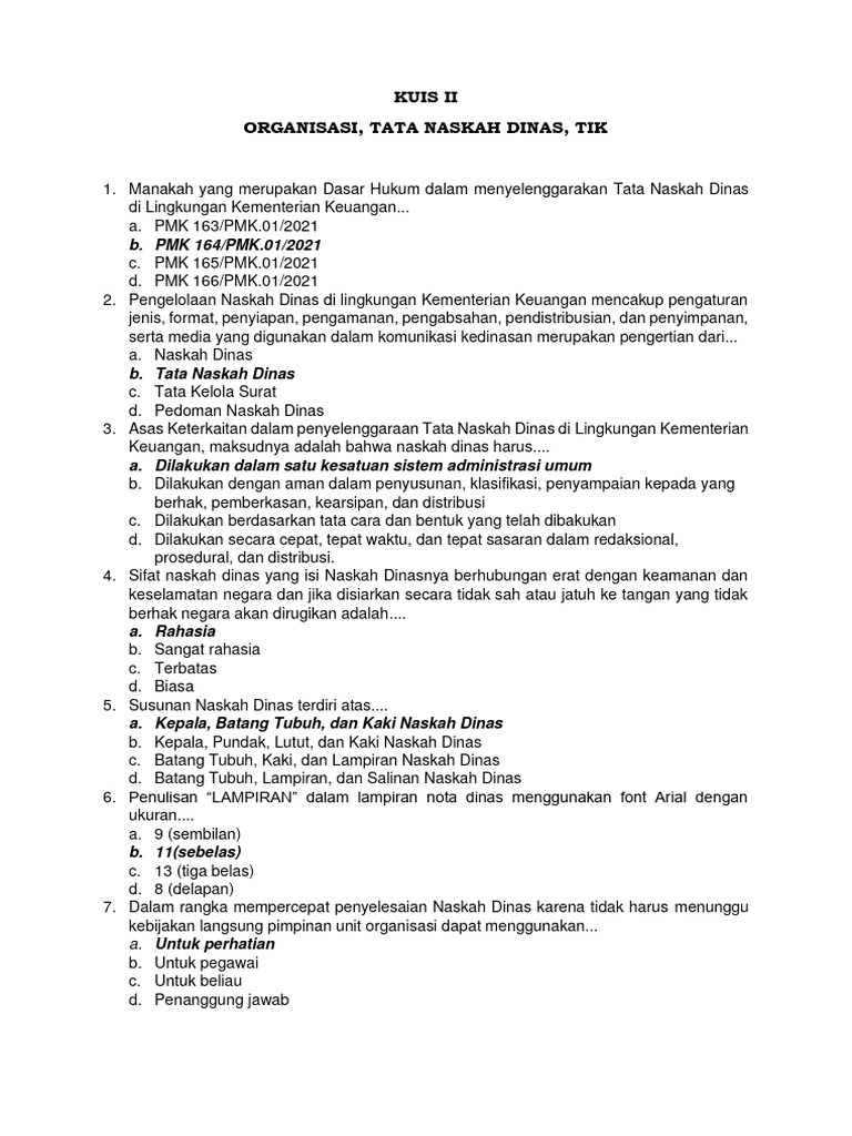 Kuis II - Organisasi, TND, TIK | PDF