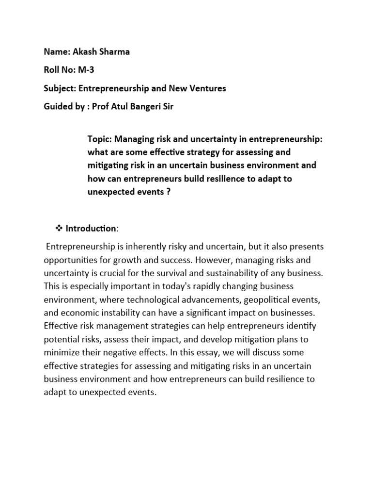 ENV Assignment Internals | PDF | Risk | Risk Management