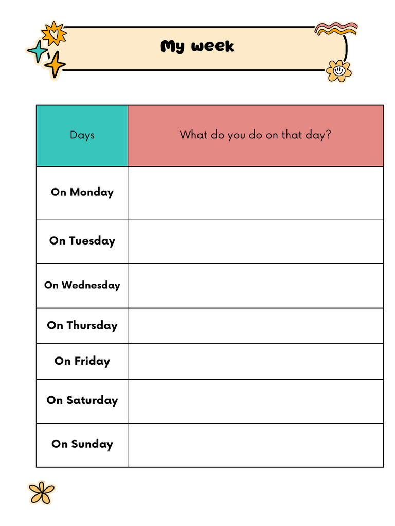 My Week Worksheet | PDF