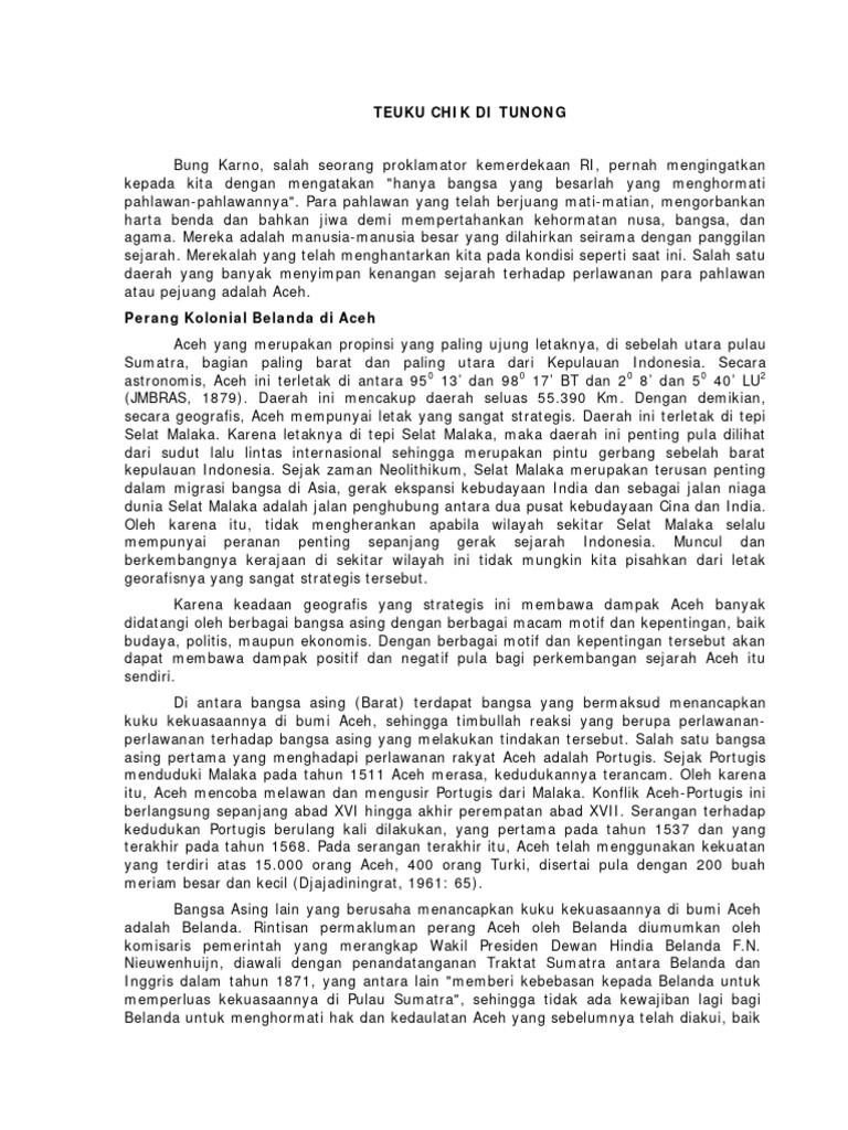 Sejarah Teuku Chik Tunong | PDF