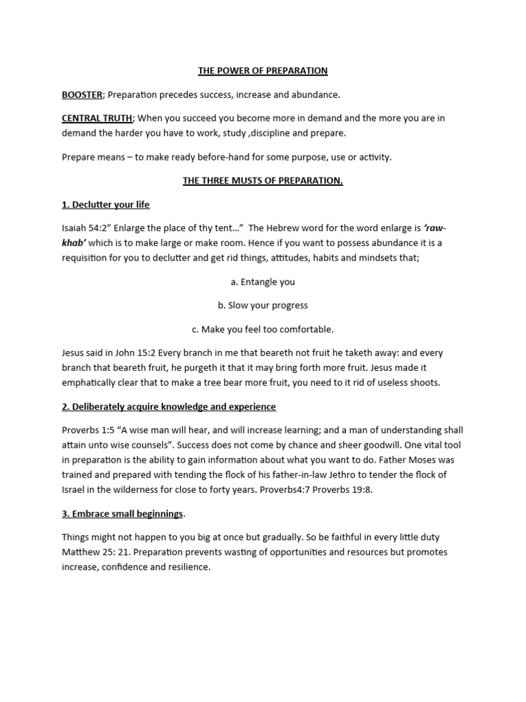 The Power of Preparation for Success | PDF